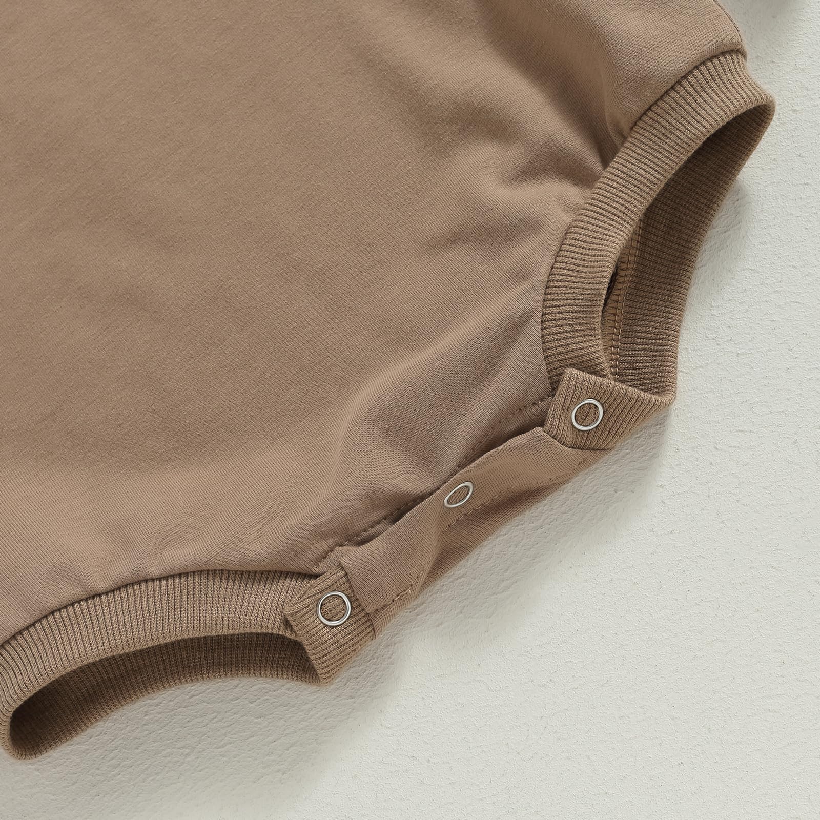 Ehfomius Baby Boy Girl Sweatshirt Romper Oversized Sweater Onesie Basic Solid Crewneck Long Sleeve Romper Fall Winter Clothes (Khaki, 6-12 Months)