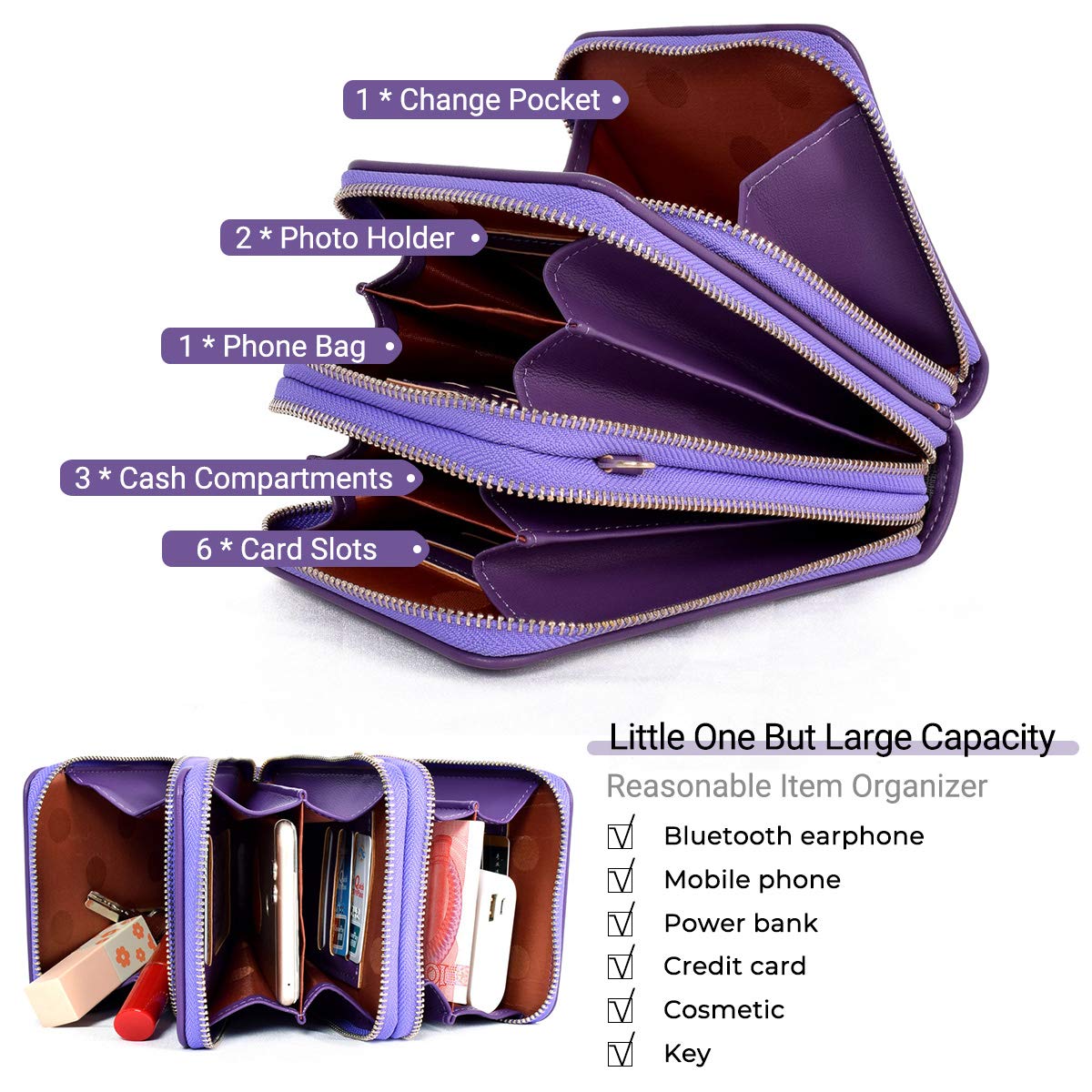 LassZone Touchscreen Crossbody Bag for Women Leather Cell Phone Purse Messenger Shoulder Bags Handbag w Card Holder Wallet