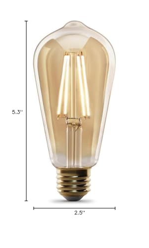 Feit Electric Vintage Exposed Filament Amber Glass LED ST19 with a Medium E26 Base Light Bulb - 60W Equivalent - 10 Year Life - 400 Lumen - 2100K Soft White - Dimmable | Original Vintage