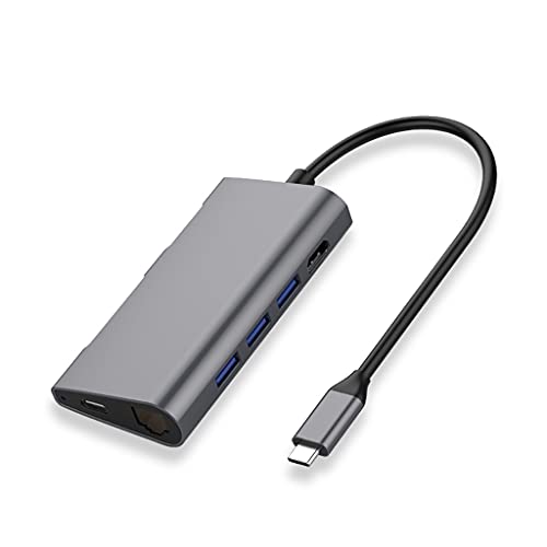Hub Dock Adapter USB C Docking Station 8-in-1 USB C Hub Adapter for PC Laptop with HDMI, Ethernet, 3 USB 3.0, 60W PD, SD/TF Card Reader Computer Accessories