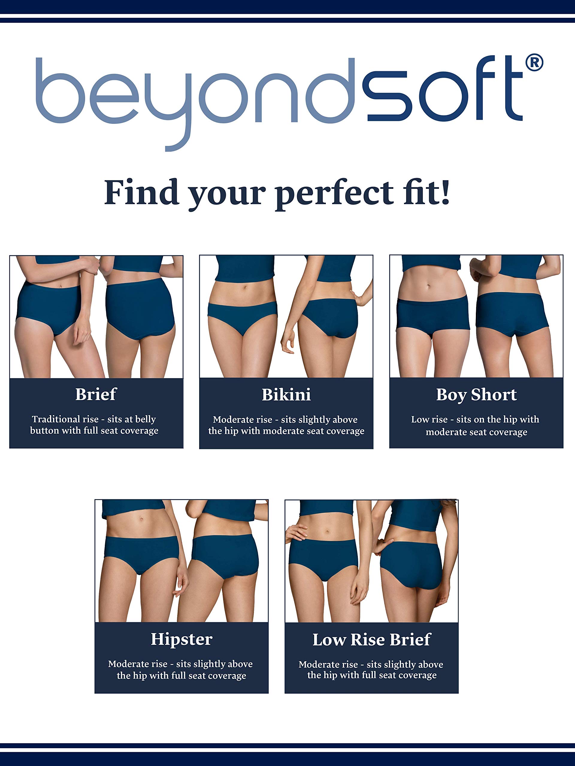 Fruit of the Loom Women's Beyondsoft Underwear, Super Soft Designed with Comfort in Mind, Available in Plus Size, Low Rise Brief-Modal-6 Pack-Colors May Vary, 7