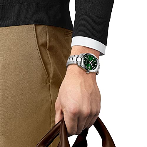 Tissot Men's Gentleman Auto Swiss Automatic Dress Watch with Stainless Steel Strap, Grey, 21 (Model: T1274071109101)