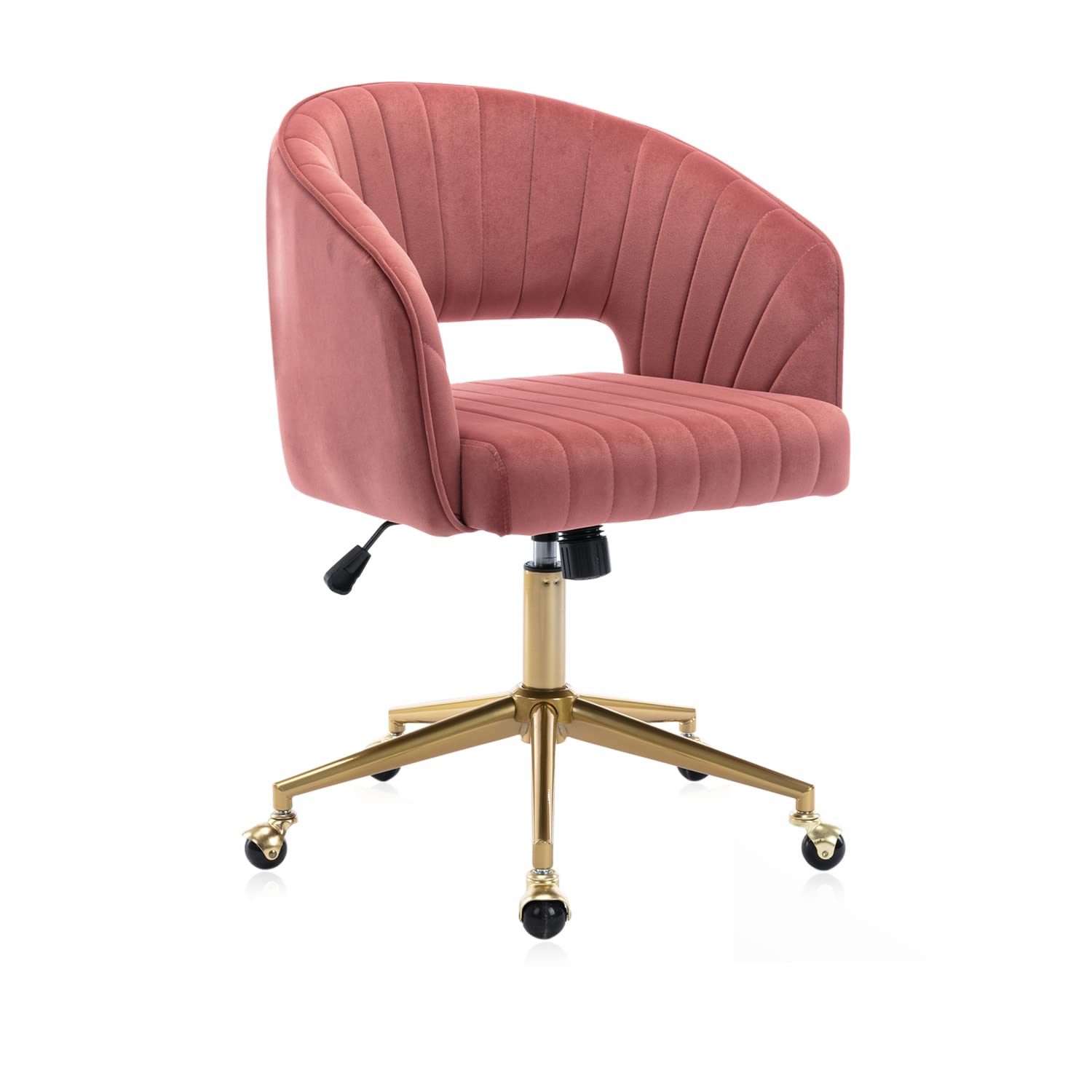 Eifizek Velvet Office Desk Chair, Modern Adjustable Home Desk Chair with Wheels, Swivel Vanity Chair for Office, Vanity Study (Beige)