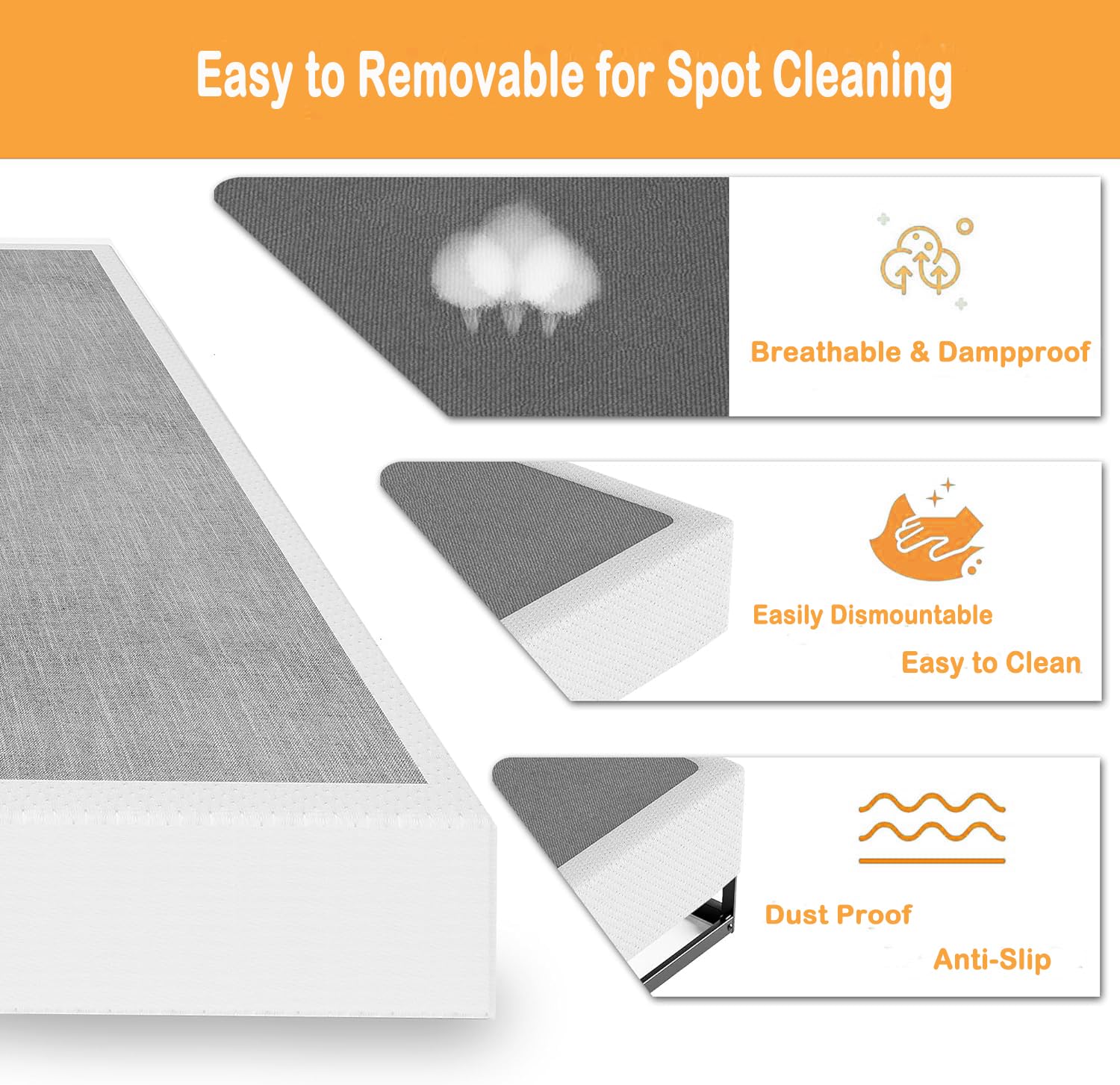 POOUPHV Twin Box Spring 5 INCH High Profile Metal Heavy Duty Easy Assembly Sturdy Box Springs Mattress Foundation Extra-Strong Support No Noise Easy to Clean