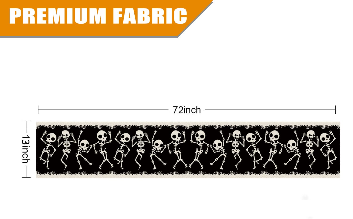 Halloween Table Runner Skeleton Dancing Funny Black Linen Seasonal Halloween Theme Decorations Home Kitchen Dining Party Decor 13 x 72 Inch