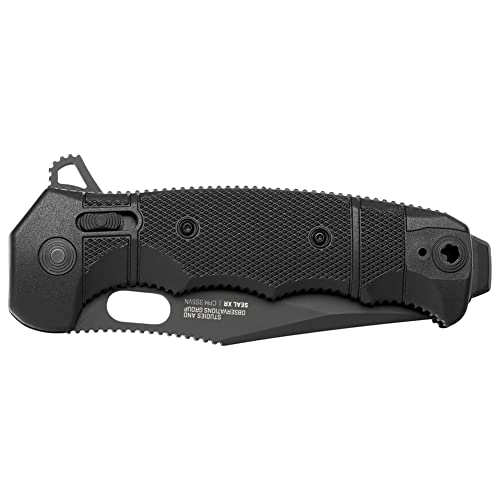 SOG High-Performance Duty S35VN Steel Ambidextrous Carry EDC 3.9" Sharp Blade Seal XR - USA Made Folding Knife, black