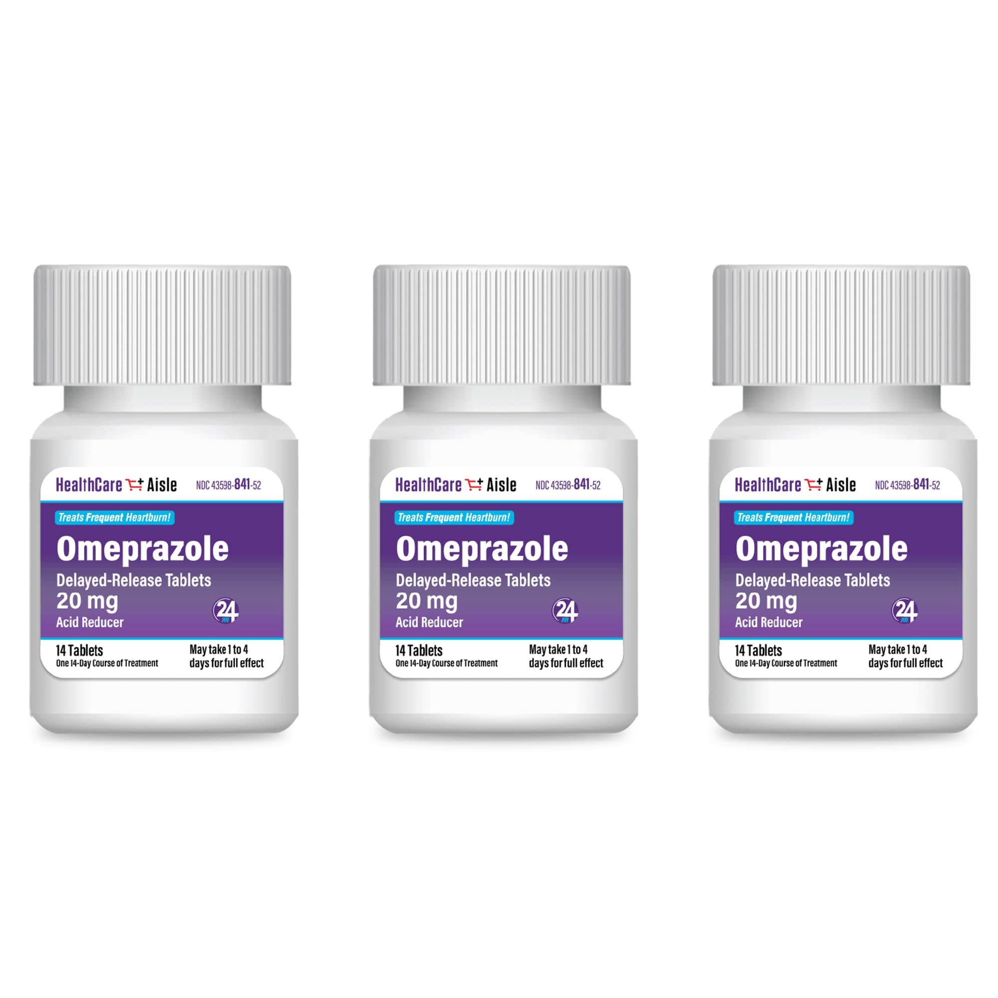 HealthCareAisle Omeprazole 20 mg β 42 Delayed-Release Tablets β Acid Reducer, Treats Frequent Heartburn