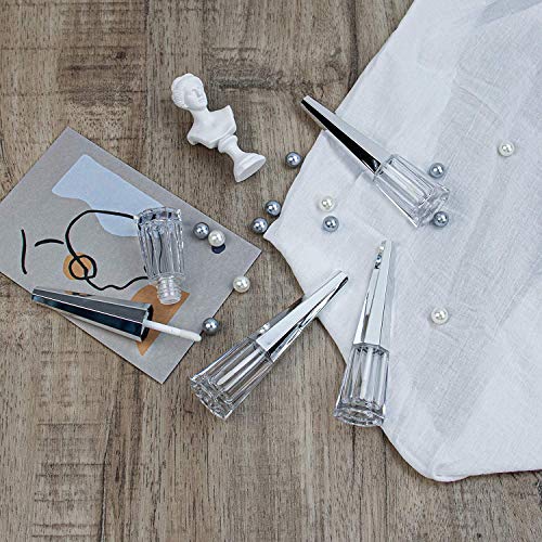 Healthcom 6 Pcs 7ML Clear Lip Gloss Tubes with Heart Brush Diamond Empty Lip Balm Container Lipstick Tube with Silver Lid DIY Refillable Bottles Makeup Sample Bottle Cosmetic Travel Gloss Containers