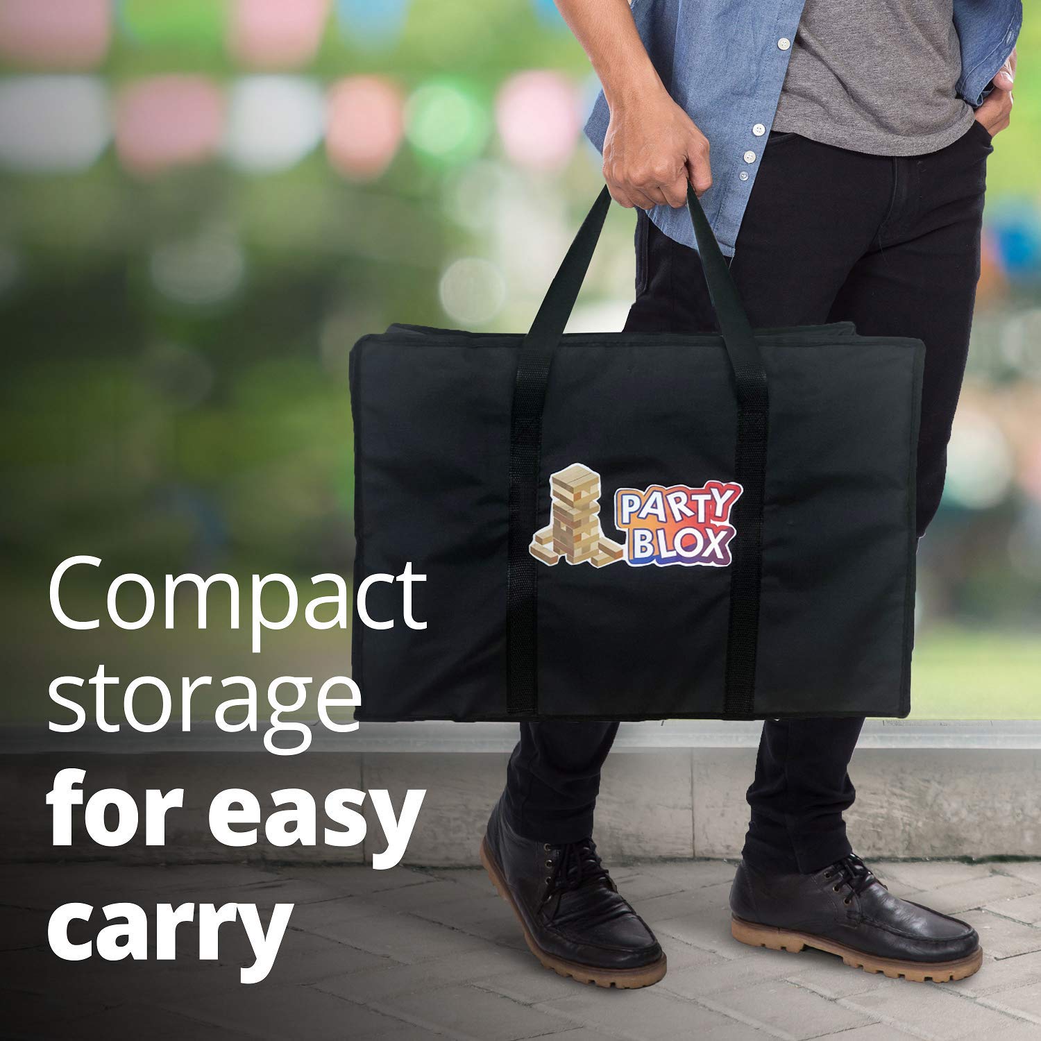 Giant Tumbling Tower Storage Bag & Carry Case for Stacking Game with Logo by Party Blox - Outside Yard Game XXL Sturdy Carrying Bag