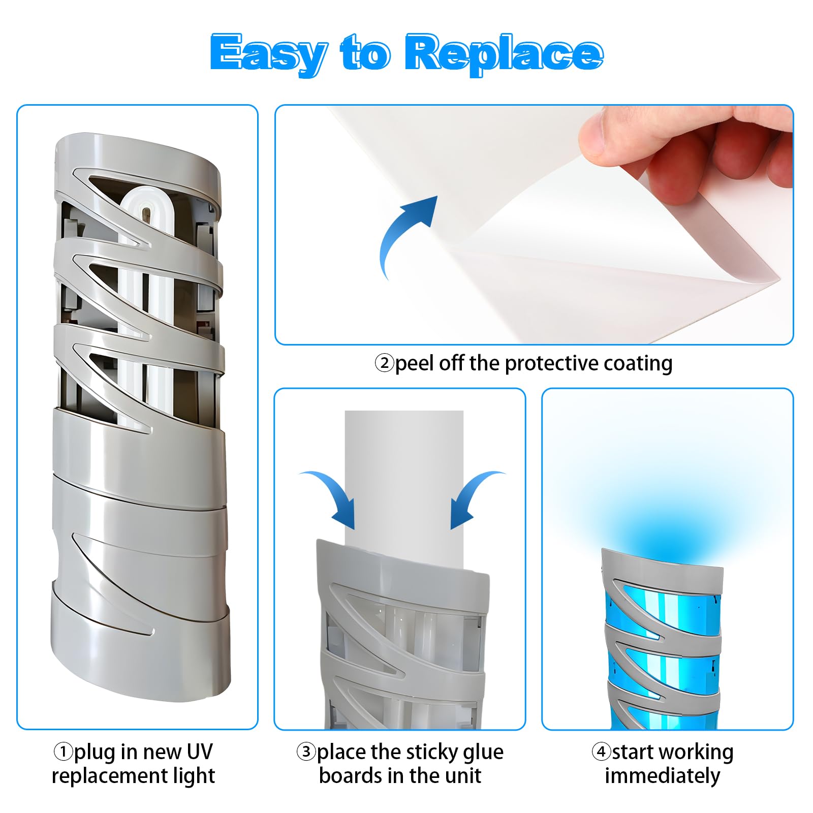 Qualirey 9W 21050 Replacement Bulb and Glue Boards Kit Compatible with Dynatrap/Dt3009/Dt3019/Dt3039/Gardner/FlyWeb Classic Light, UV Replacement Light Lamp for Indoor Flying Insect Trap(1 Pack)