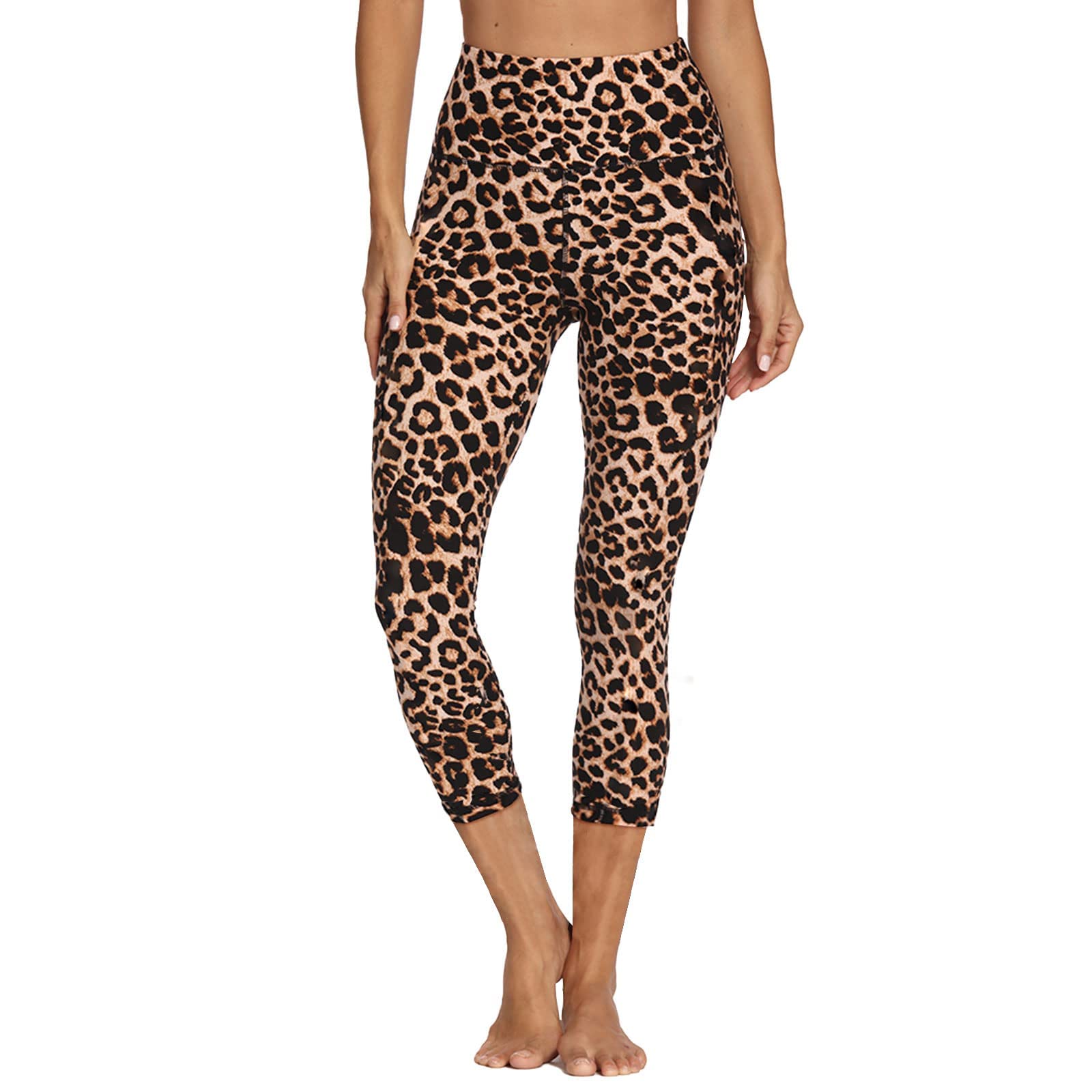 GAYHAY High Waisted Capri Leggings for Women - Soft Slim Tummy Control - Exercise Pants for Running Cycling Yoga Workout (Leopard, Small-Medium)