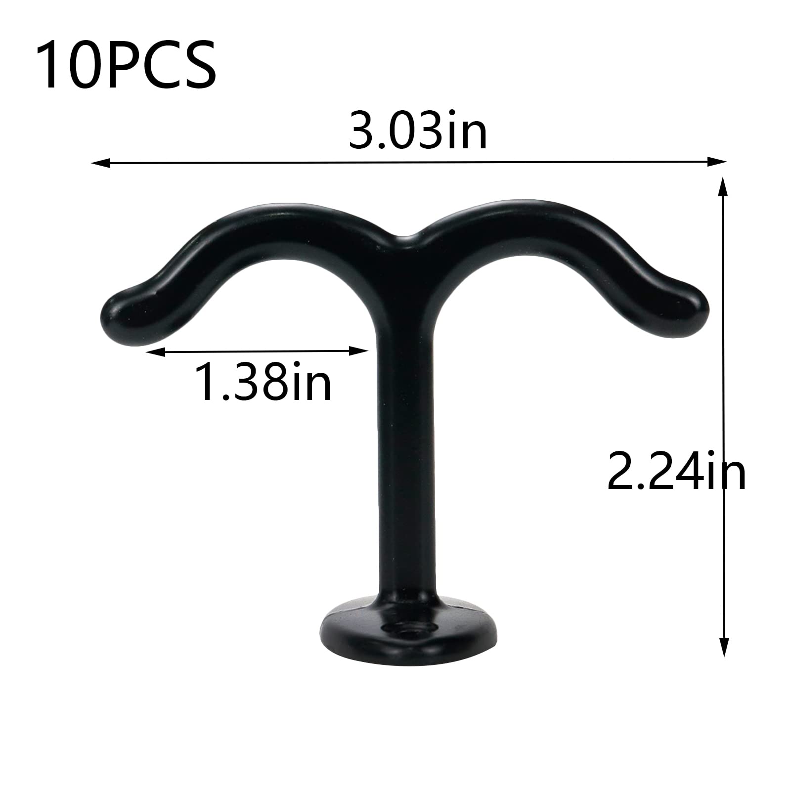 Tighall 10 PCS Zinc Alloy Black Double Prong Ceiling Hook, Top Mount Hooks with Screws for Closet Top Kitchen Cabinet Garage Hanging Clothes, Towels or Other Utensils