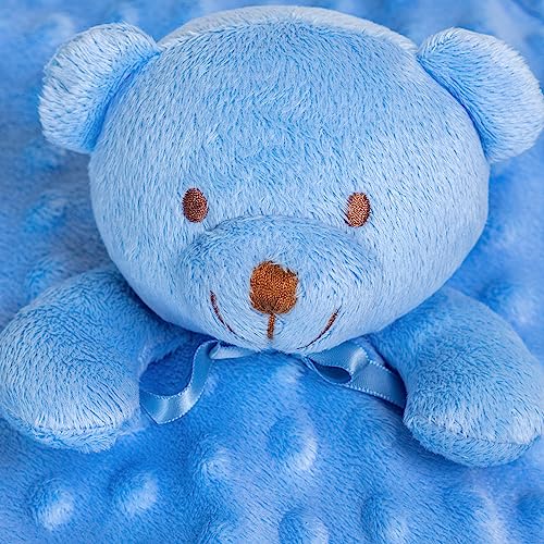 Personalized Baby Lovey with Custom Name - Soft and Snuggly Baby Security Blanket - Blue Teddy Bear Stuffed Animal Security Blankets for Babies 11" - Personalized Baby Gifts for Girl and Boy