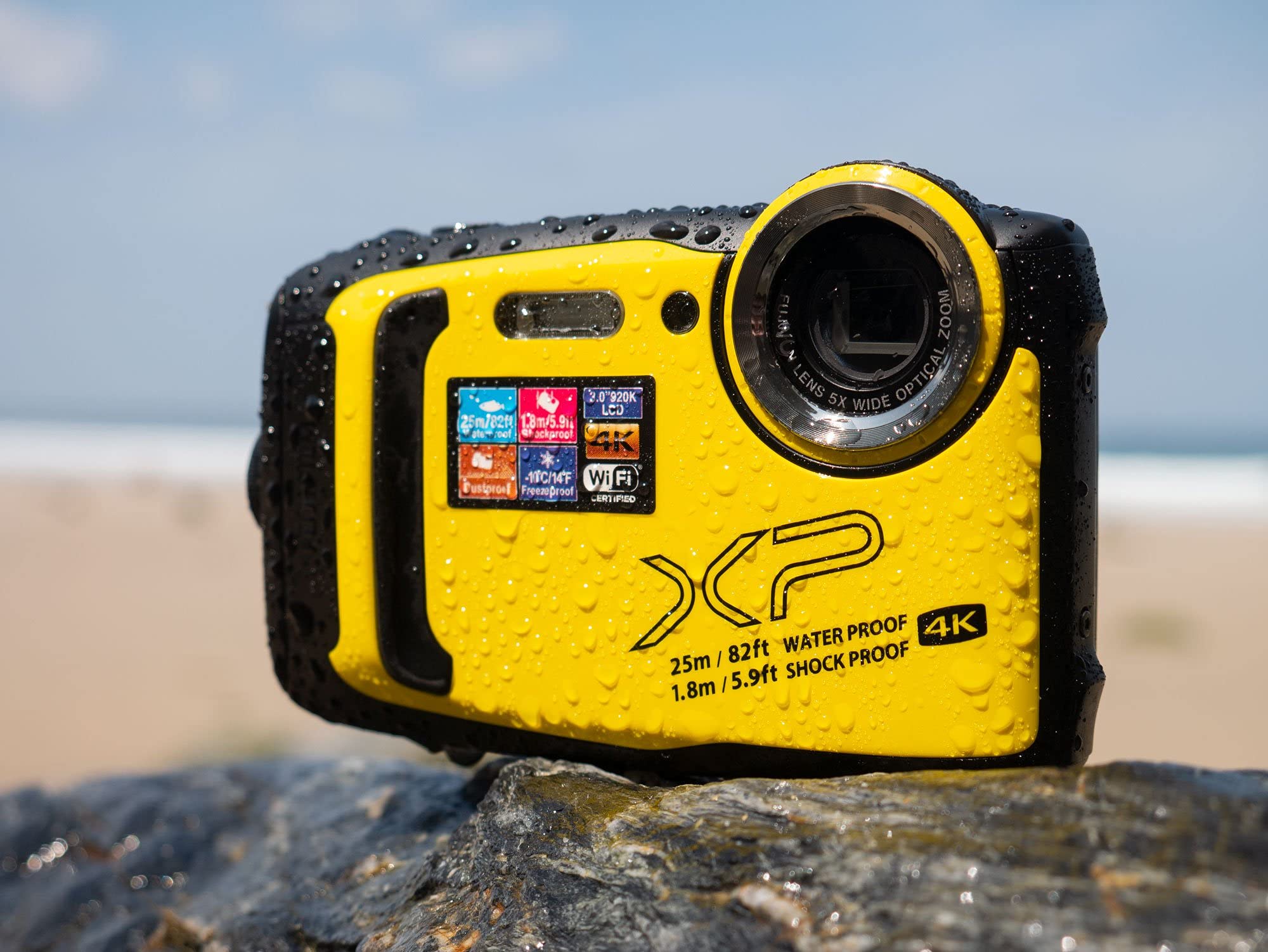 Fujifilm FinePix XP140 Waterproof Digital Camera (Dark Silver) Accessory Bundle with 64GB SD Card + Small Camera Case + Extra Battery + Battery Charger + Floating Strap + More