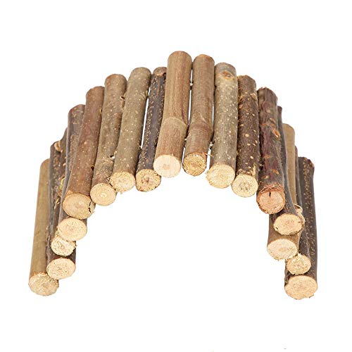 Tnfeeon Hamster Bridge, Wooden Bridge Ladder House Small Animal Chew Toy for Reptile Rodents(M)