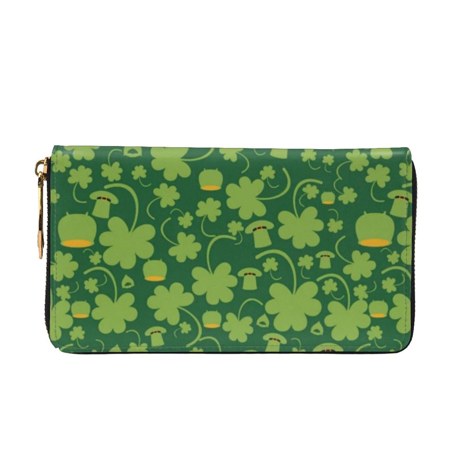 Long Handbag Purse Wristlet Bag Card Holder Wallet-St. Patrick's Shamrock Leather Wallet for Women Men