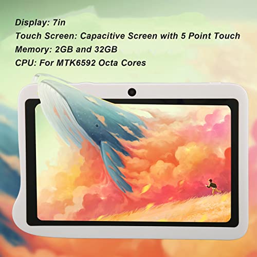 Kids Tablet, 2GB RAM 32GB ROM Dual Camera 5000mAh Battery Octa Core CPU HD Tablet US Plug 100β240V for Study (US Plug)