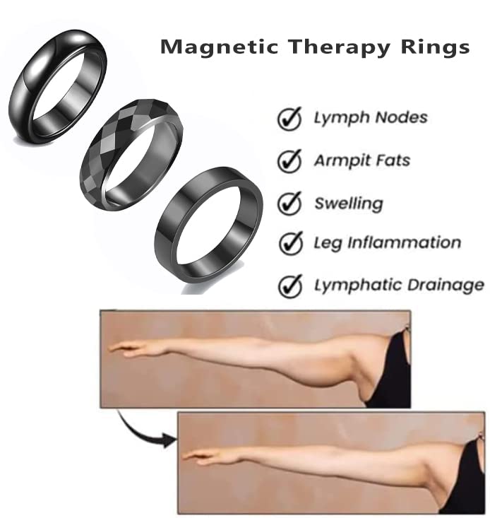 Hematite Rings for Women Anti-Swelling Black Obsidian Rings for Women Men (Ring Size 8)