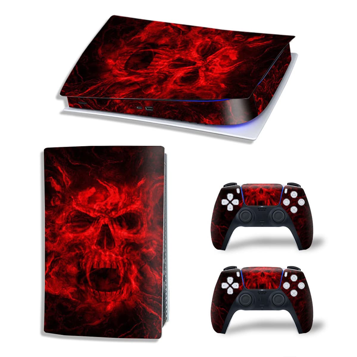 Full Body Vinyl Skin for PS5 Digital Version, PS5 Console and Controllers Skin Sticker Decal Cover - Red Grimace