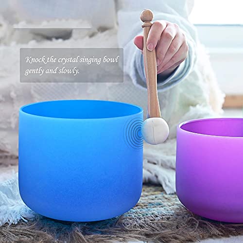N/A 6"-12" Chakra Note Set of 7pcs CDEFGAB Colored Frosted Quartz Crystal Singing Bowl (Color : 440Hz)