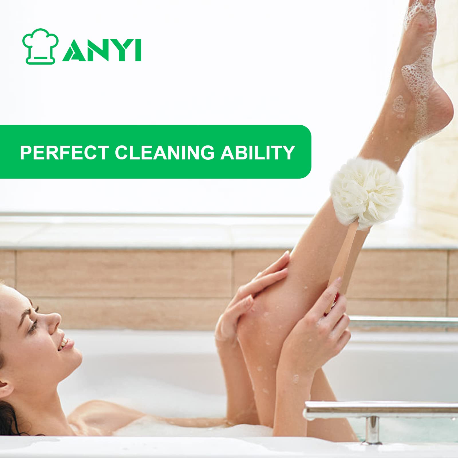 Loofah on A Stick Back Scrubber for Shower Loofah with Handle Bath Sponges Back Washer for Men and Women Long Handled Shower Sponge for Exfoliating