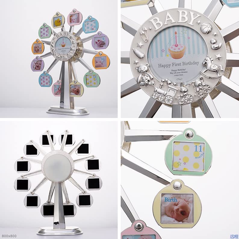 N/A Baby's First Year 12 Photo Frame by Month Newborn Baby Registry H Musical Ferris Wheel Picture Frame