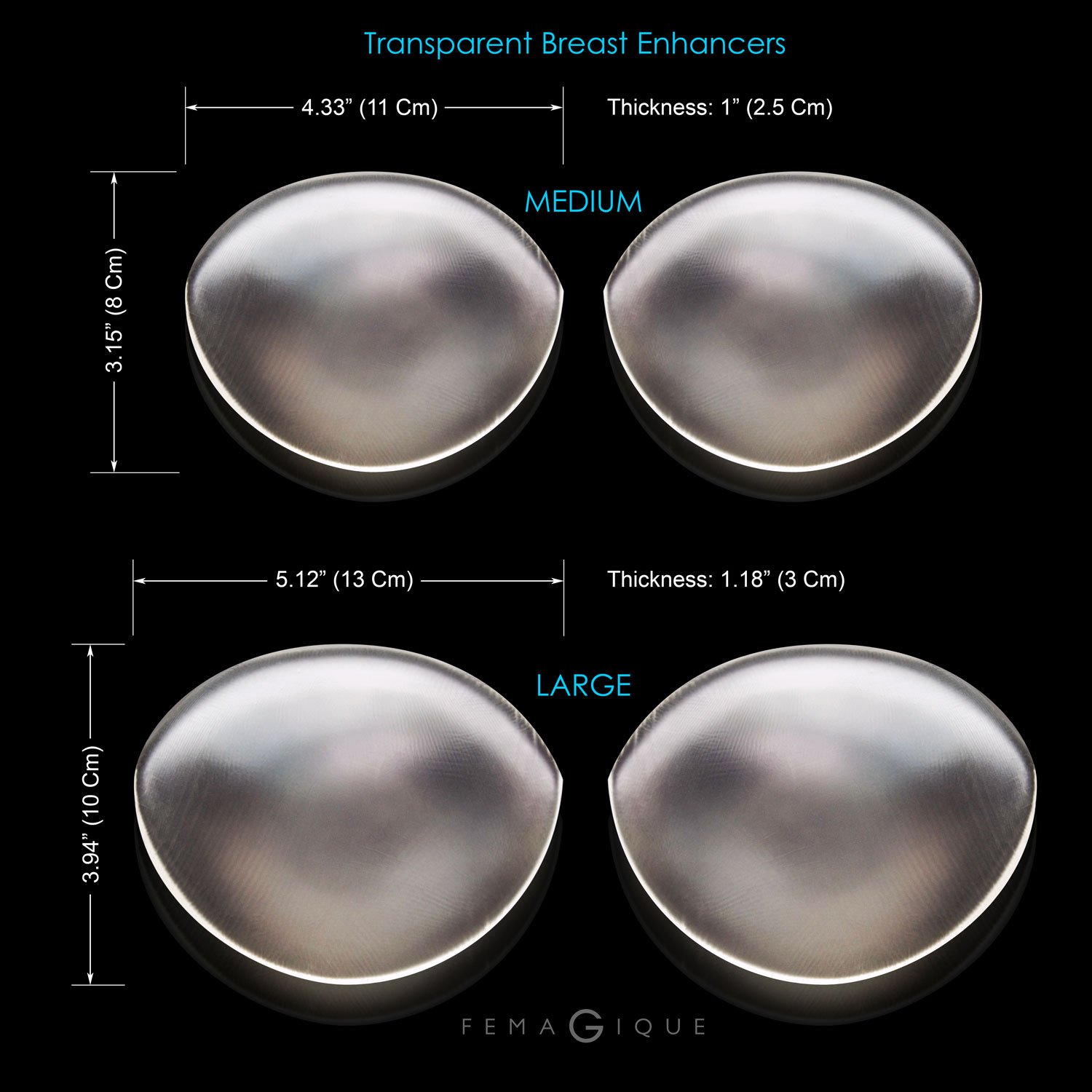 FEMAGIQUE Large Silicone Gel Bra Inserts Instant Cleavage Enhancer Push-up Breast Pad Cups - Nonadhesive
