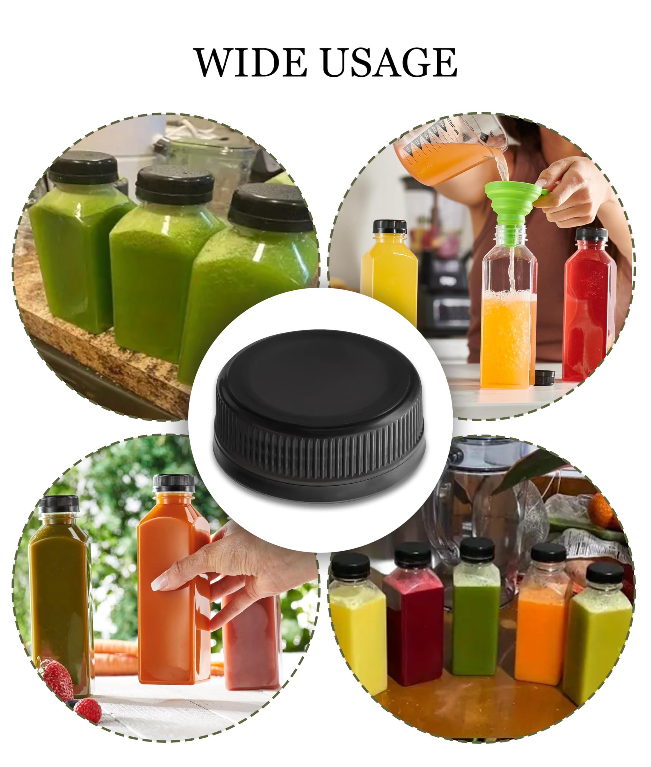 Lakesstory Bottle Caps Tamper Seal Lids Cap for Bottle Screw Cap Bottle Plastic Bottle Caps Juice Bottles Cap (pack of 50, black)