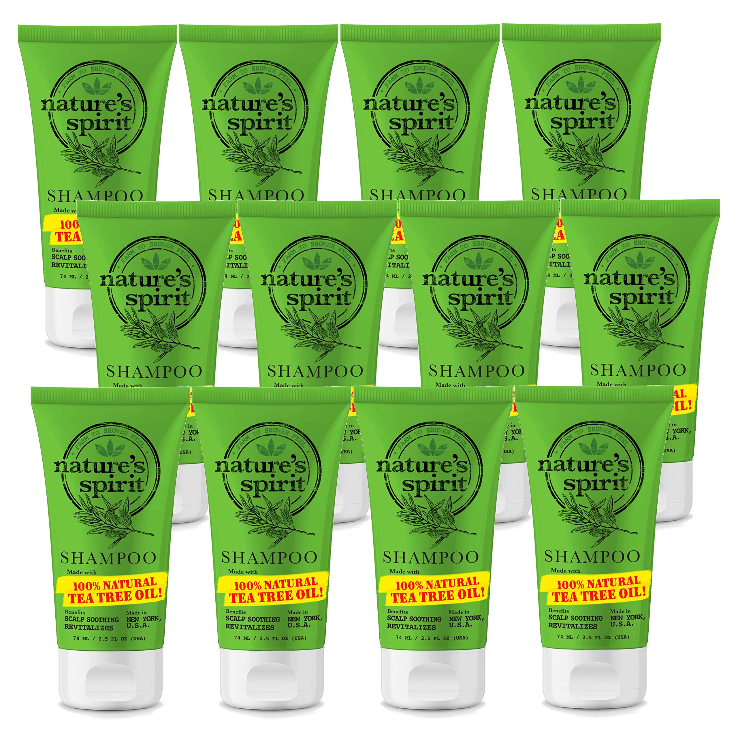Nature's Spirit 100% Natural Tea Tree Oil Shampoo 2.5 Ounce (BULK PACK OF 12)