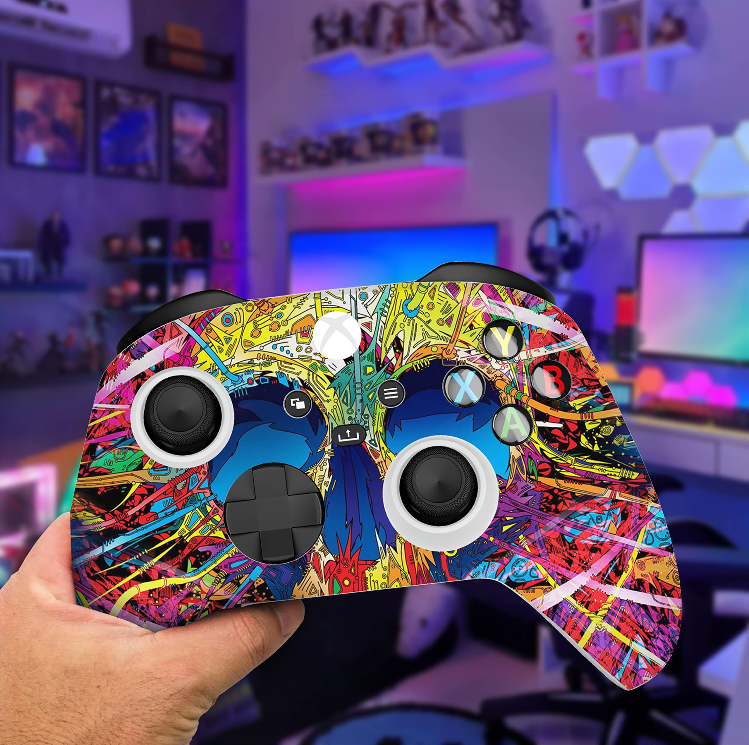 HK Studio Hippie Skull Decal Sticker Skin to Cover X-Box Series X with No Bubble, Waterproof, Full Protection - Including 2 Controller Skins and Console Skin