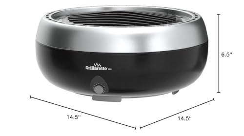 Grillerette Pro - The Smartest Portable BBQ Grill - Take Anywhere BBQ Grill - Battery Powered Fan - Anthracite Black Color
