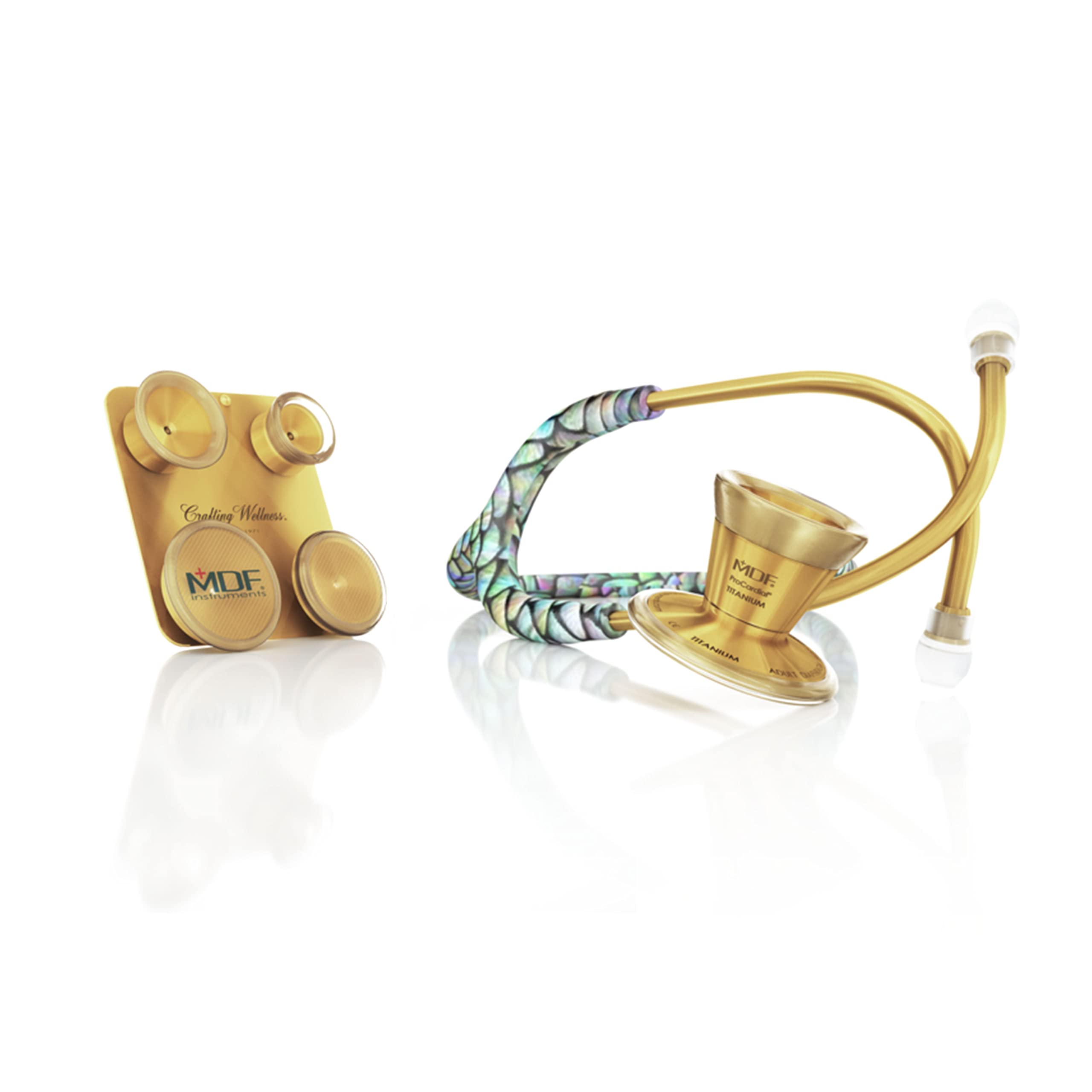 MDF Instruments Mermaid Gold ProCardial Cardiology Stethoscope + MDF Pediatric and Neonatal Attachments with Clip