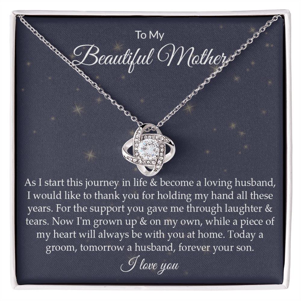 GLAVICY Groom To Mother Necklace Gift, Son To Mother On Mother's Day Necklace, Mother Of The Groom Gift From Son, To Mom On My Wedding Gifts with Message Card and Box Meaning