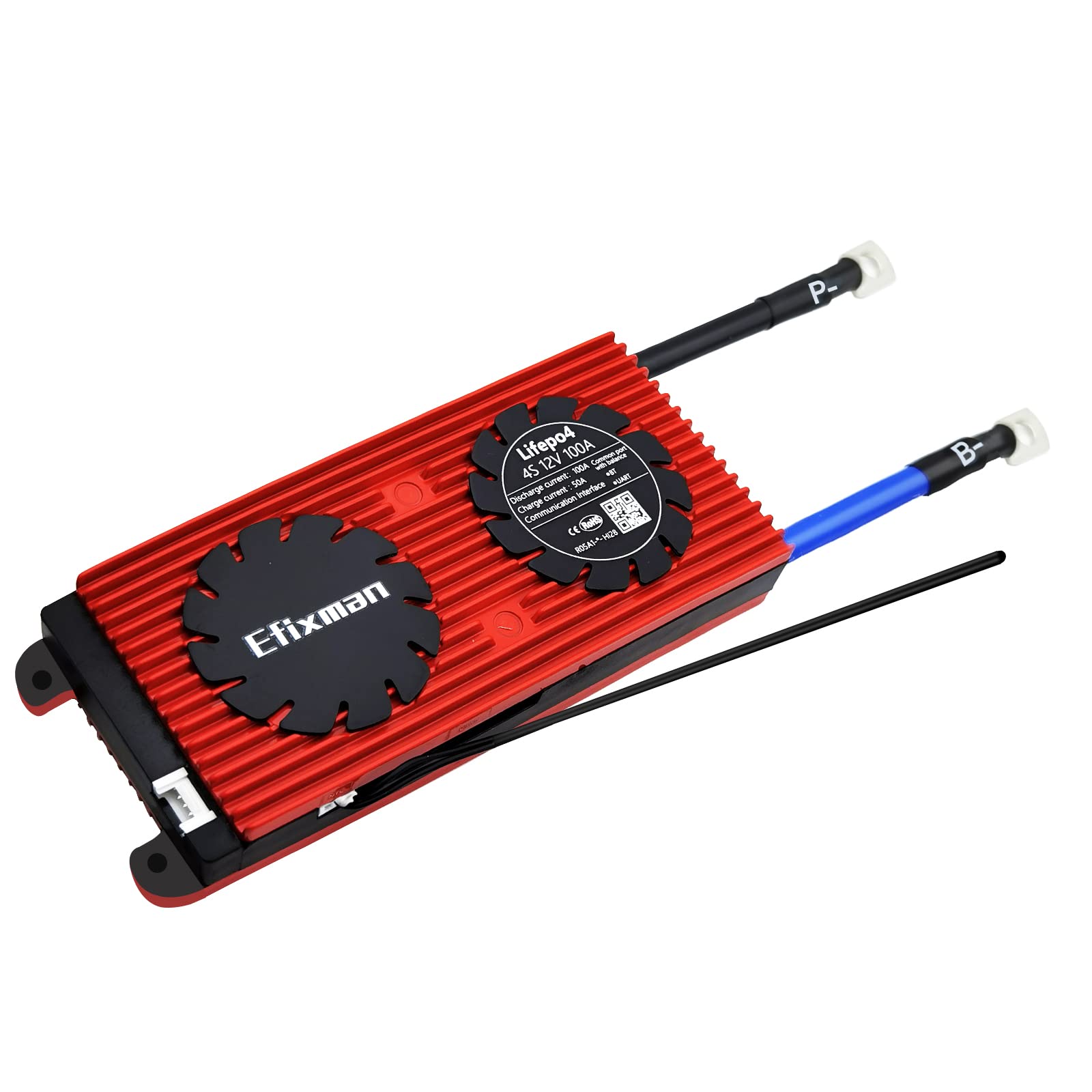 LiFePO4 4S 12V 100Ah BMS 3.2V Battery Protection Module PCB Protection Board with Balance Leads Wires BMS for Lithium Battery Pack 12V in Home Energy Storage Inverter