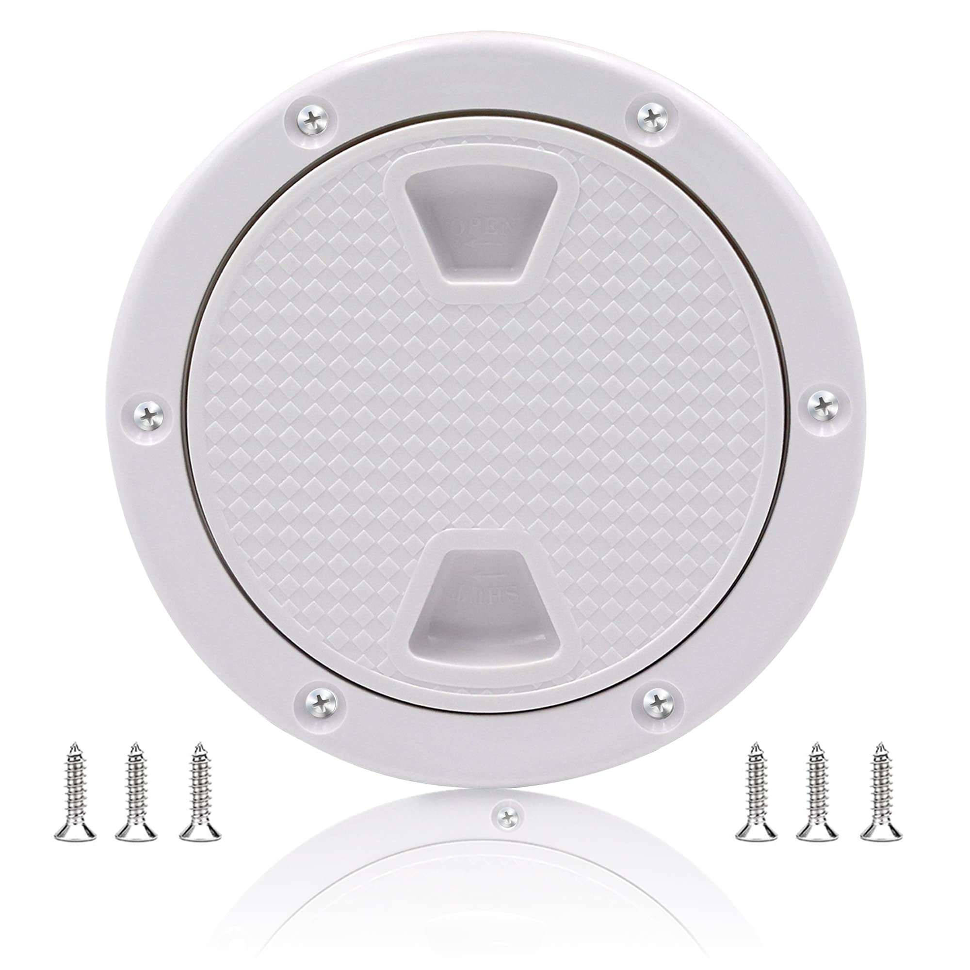 NC Marine 6'' Deck Hatch Lid ,Boat Deck Plate Screw Out Plastic Round Inspection Port,White