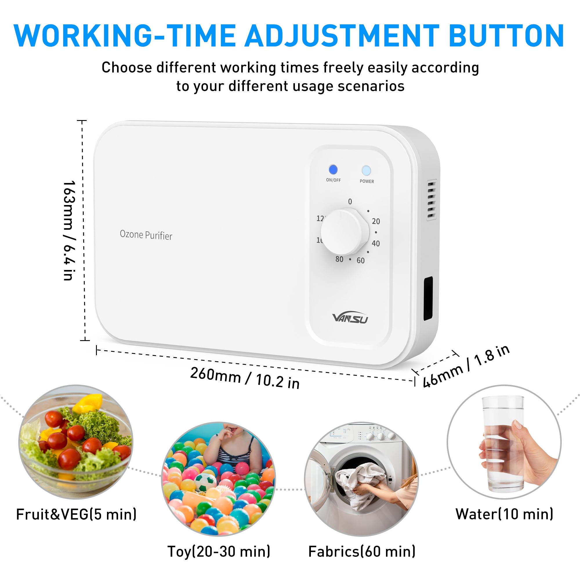 Portable Ozone Machine 800 mg/h Multipurpose with Timer for Liquid and Air Home,Room,Office,Hunting