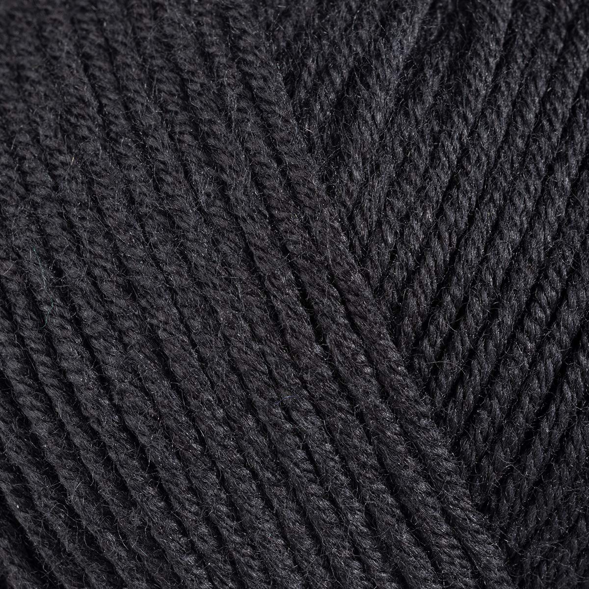 Estako Happy Cotton, 60% Cotton 40% Acrylic Yarn, Soft, Fine/Sport (2) for Crochet and Knitting 1.76 Oz (50g) / 180 Yrds (165m) (4810 - Black)
