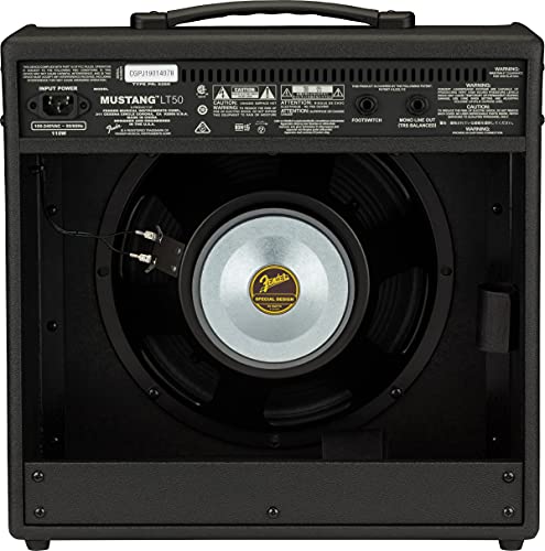 Fender Mustang LT50 Guitar Amp, 50 Watts, with 2-Year Warranty 30 Preset Effects with USB Audio Interface for Recording, 20Dx19.5Wx11.5H Inches, Black