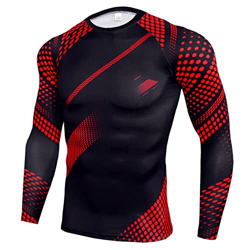 Kaerm Men's Athletic Long Sleeve Compression Shirts Athletic Tee Hiking Fishing Workout Tops Type M XX-Large