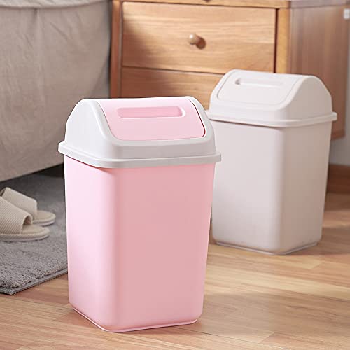 ESASAM Trash Bin, 1pc Recycle Bin Plastic Trash Can Desktop Trash Can with Lid Small Home Office Clean Trash Can Button Desktop Pink (Size : Small)