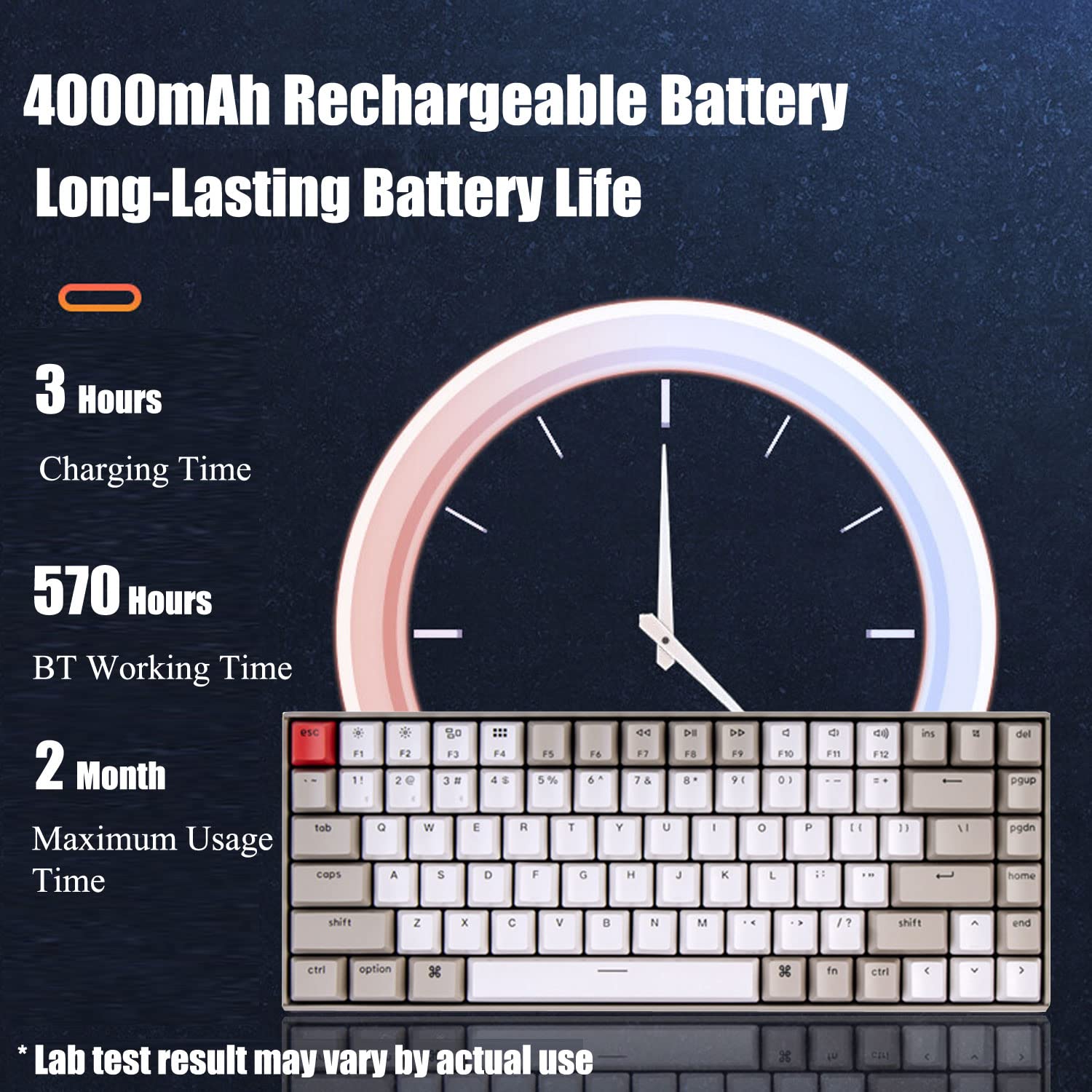Keychron K2 Gaming Mechanical Keyboard Wireless/Wired, 84 Keys Retro Typewriter Mechanical Keyboard, Multitasking Bluetooth Keychron Brown Switch Computer Keyboard for Windows Mac PC Gamer