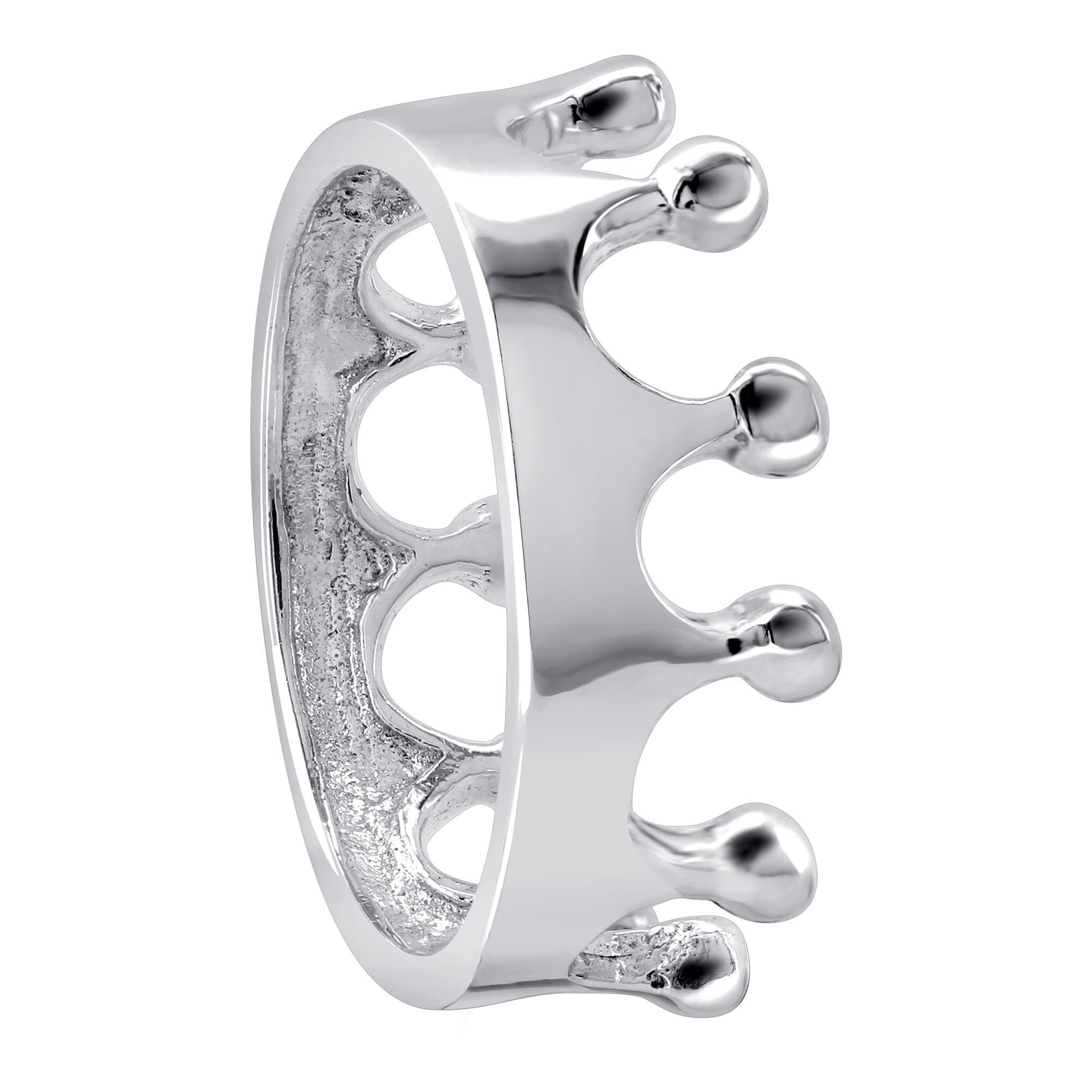 Gem Avenue King Crown Design 925 Sterling Silver Ring for Women Size 9