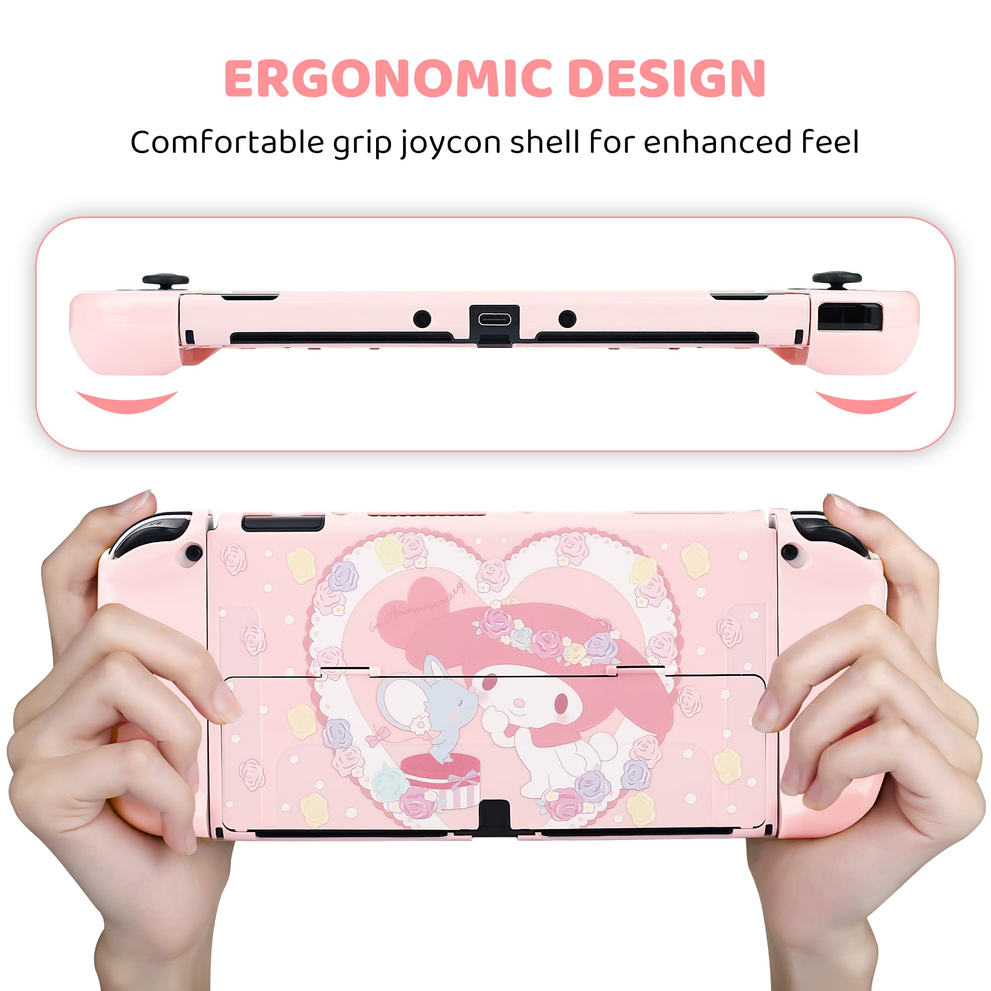 FUNDIARY Cute Protective Shell Compatible with Nintendo Switch OLED (Rabbit)