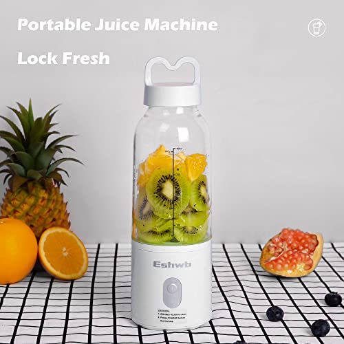 Eshwb Personal Blender for Shakes and Smoothies,Portable Blender with 3D 6 Blades,smoothie Blender Rechargeable USB Blender for Home,Travel Outdoors (White)