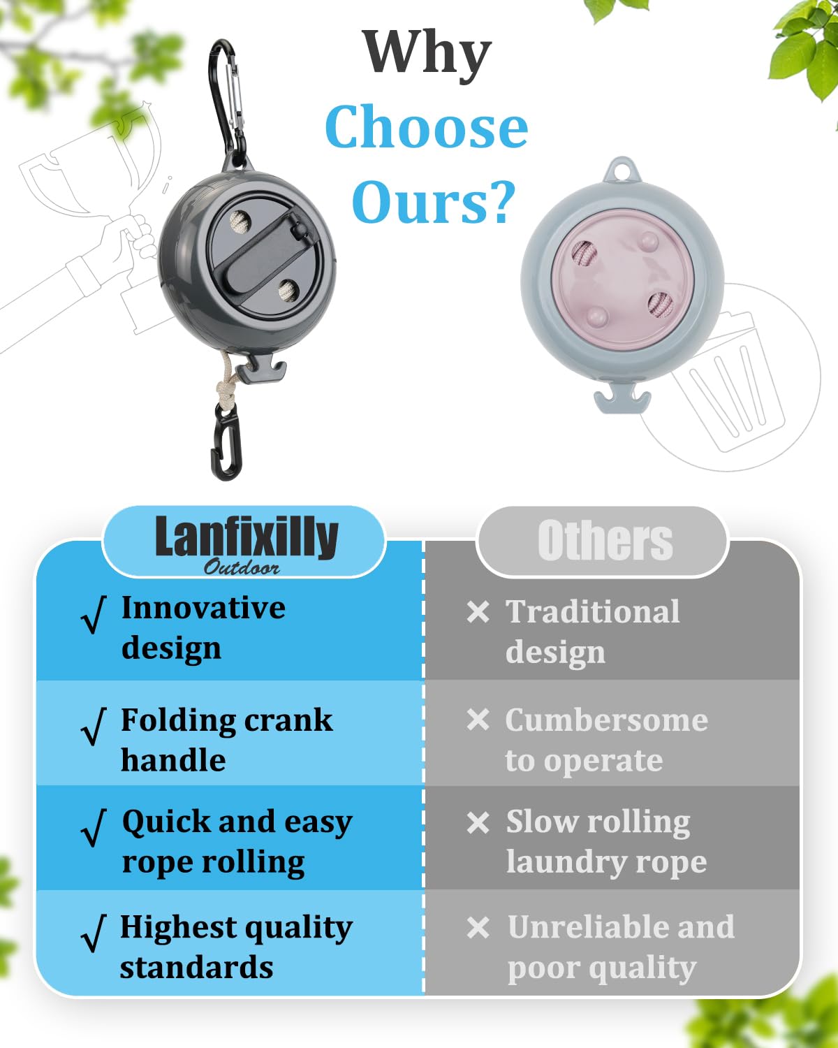 Portable Travel Clothesline, 32.8ft Retractable Clothesline, Camping Clothes Line with 20 Clothespins & 10 Stoppers, Clothes Lines for Hanging Clothes Outside, Indoor or Outdoor (Grey-Black)