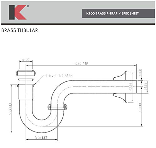 Plumb Pak K100VB x 1-1/4-in. Brass P-Trap with Deep Flange for Bathroom Sinks, Venetian Bronze