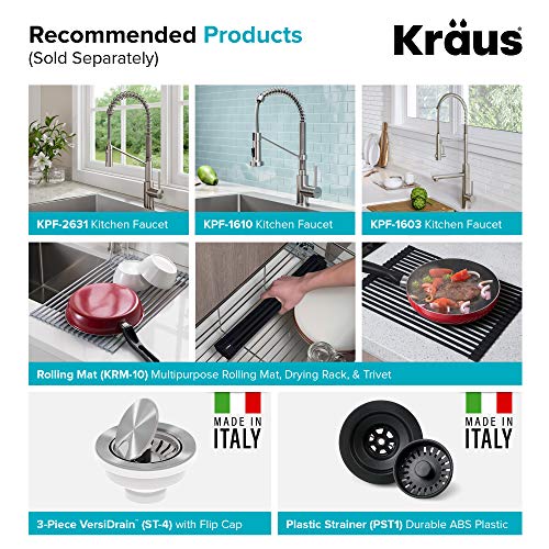 Kraus KGU-434B Undermount 50/50 Double Bowl Granite Kitchen Sink, 32.5-Inch, Black