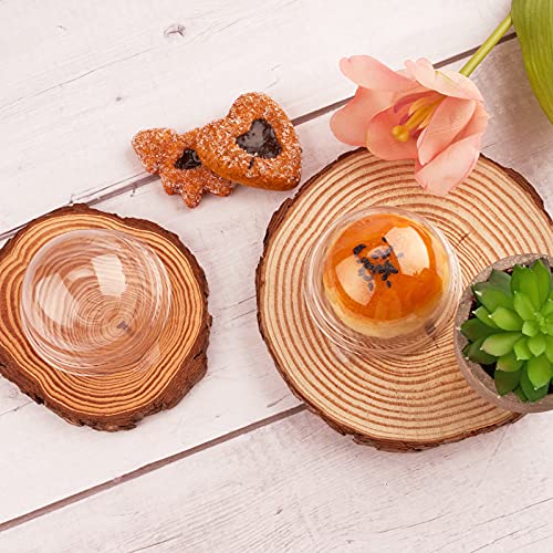 Zezzxu 50 Pack Mini Bundt Cake Containers Clear Plastic Cupcake Box with Dome Lids for Chocolate Covered Cookies, Muffin, Cheesecake, Mooncake and Other Mini Desserts (Clear Base)