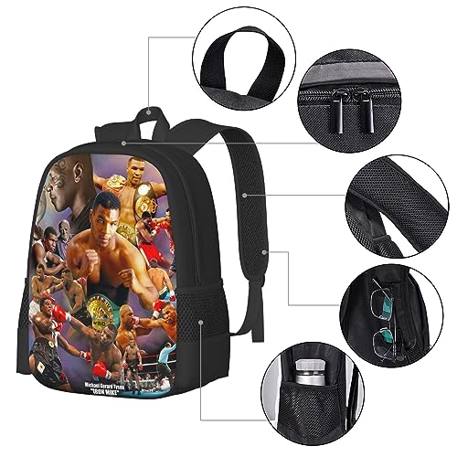NEWCREATEES Laptop Backpacks Mike Boxer Tyson Unisex Backpack Multipurpose Double Shoulder Bag for Travle Camping Hiking Work Gifts