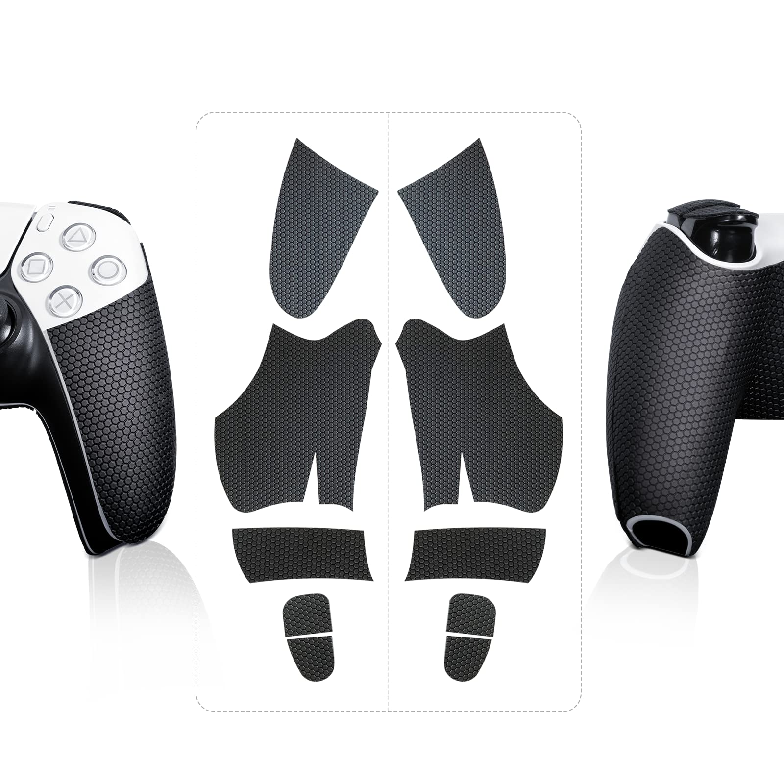 GeekShare Anti-Skid Skin Stickers Controller Grip Cover for PlayStation 5-Sweat-Absorbent Textured Controller Sticker Cover for PS5 Accessories (10PCS)